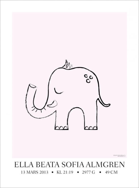 Ellie Elefant | Fler dop- och namntavlor på barntavlor.se